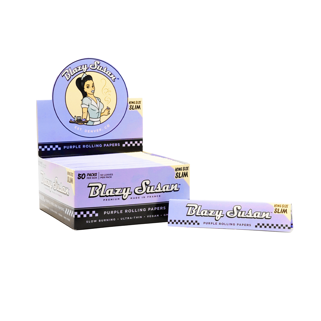 Blazy Susan Purple Rolling Paper King Size Slim - 50 pack Display